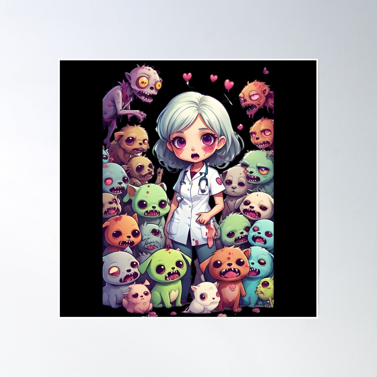 Zombie Veterinarian Caring For Adorable Undead Pets Poster Wall Art ...