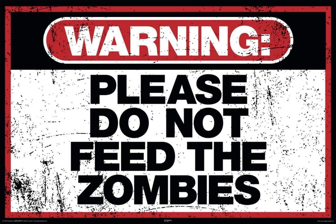 Zombie Warning Comic Sign Print Wall Art - Walmart.com