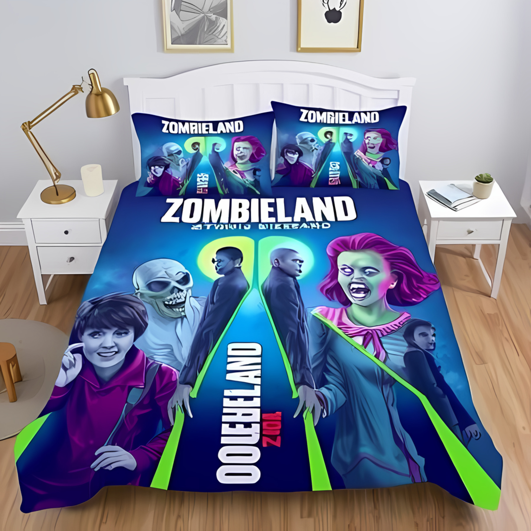 ZombieLand Themed Comforter Set Cartoon Style Bedding with Vibrant ...