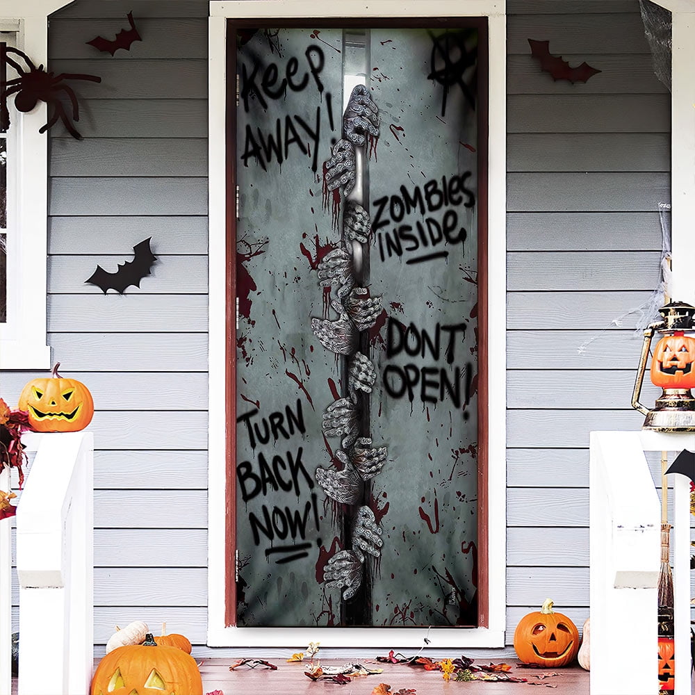 Zombies Behind The Door Halloween Door Cover, Halloween Decorations ...
