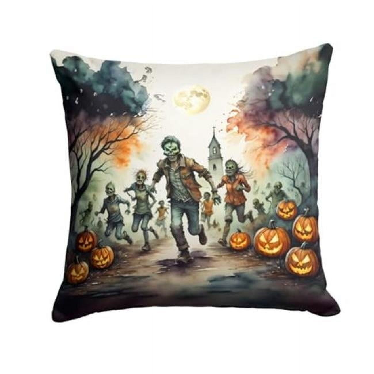 Zombies Spooky Halloween Fabric Decorative Pillow 14 in x 14 in ...