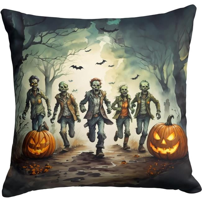 Zombies Spooky Halloween Fabric Decorative Pillow 18 in x 18 in ...