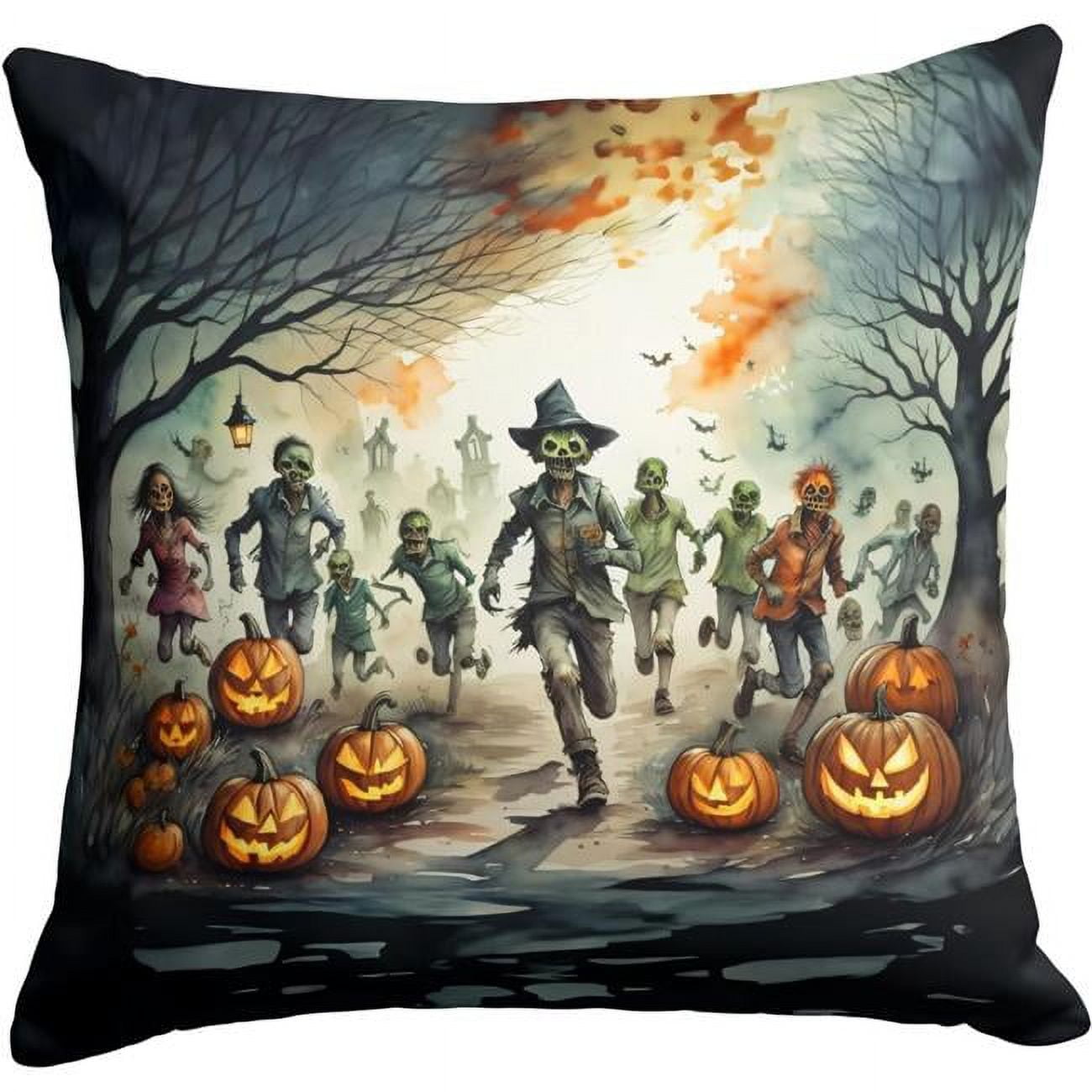 Zombies Spooky Halloween Fabric Decorative Pillow 18 in x 18 in ...