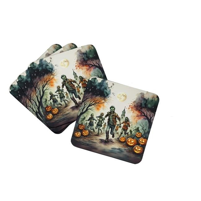 Zombies Spooky Halloween Foam Coaster Set of 4 3.5 in x 3.5 in ...