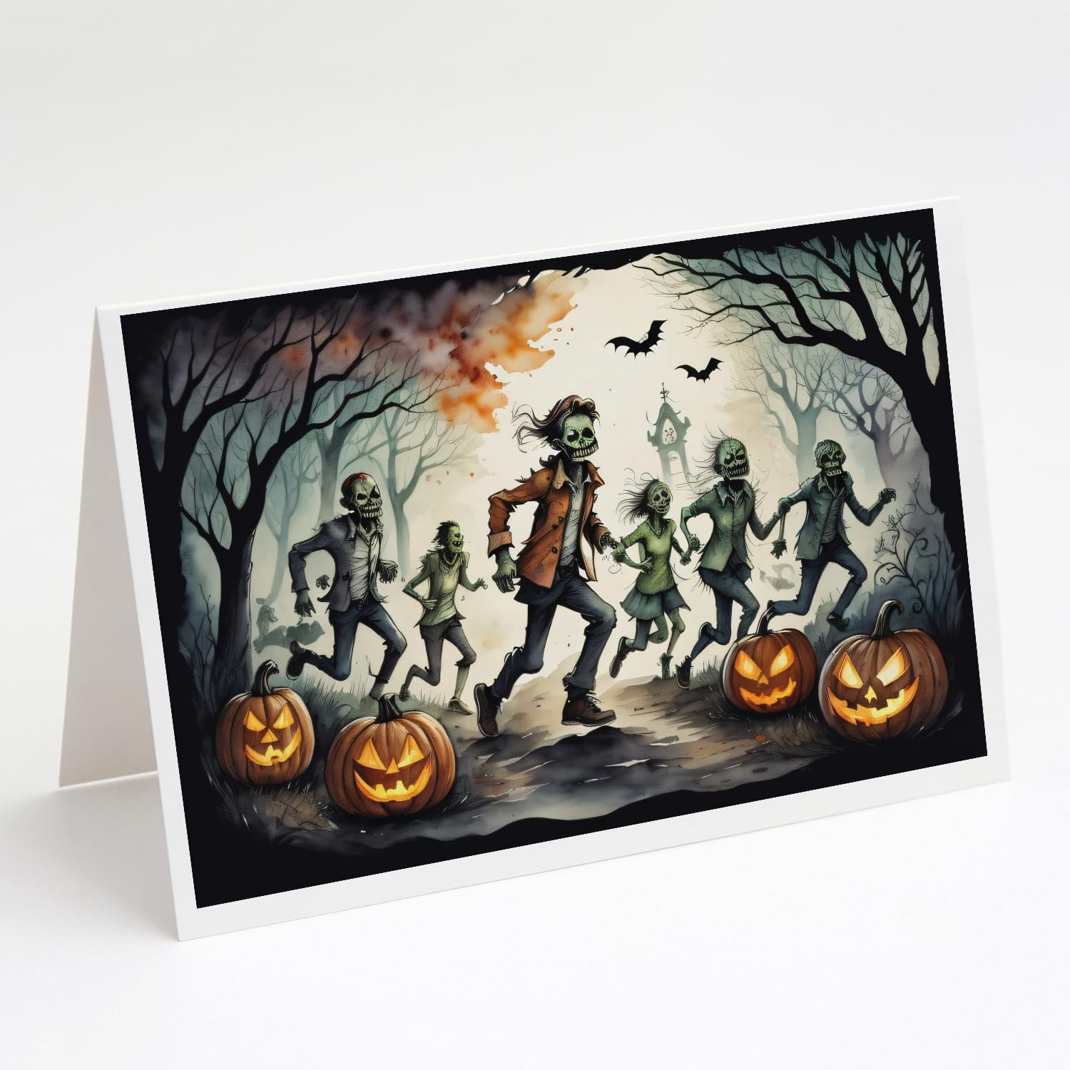 Zombies Spooky Halloween Greeting Cards and Envelopes Pack of 8 7 in x ...