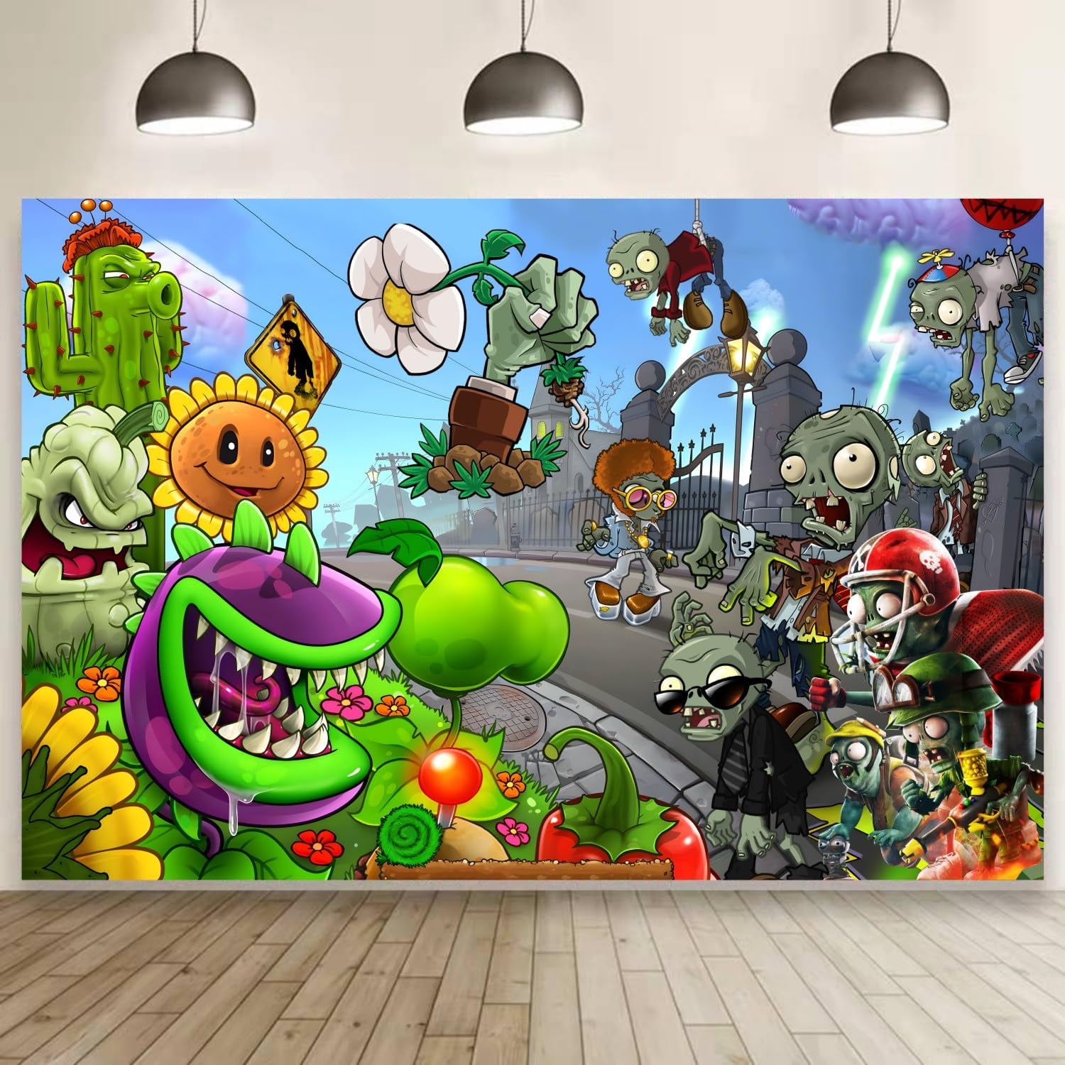 Zombies and Plants Background CM31 Party Decorations Birthday Banner ...