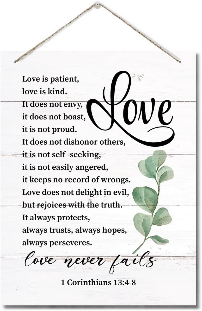 Zomyto 1 Corinthians 13:4-8 Inspirational Quote Decor Sign, Love is ...