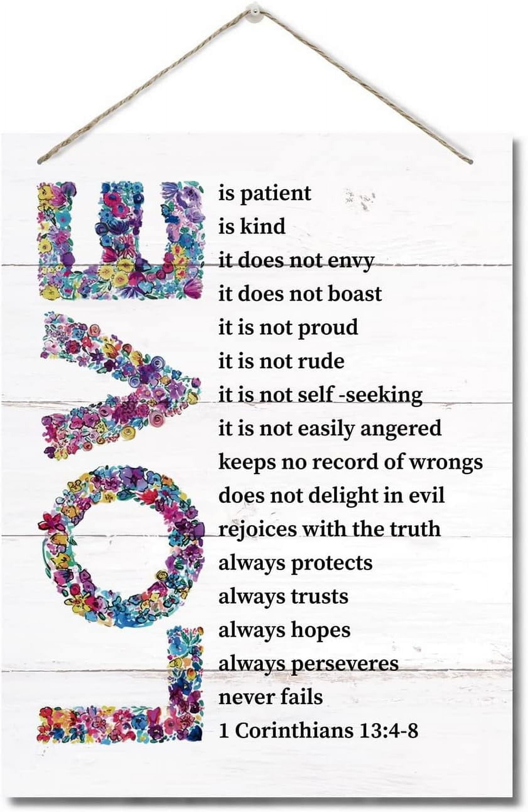 Zomyto 1 Corinthians 13:4-8 Inspirational Quote Decor Sign, Love is ...