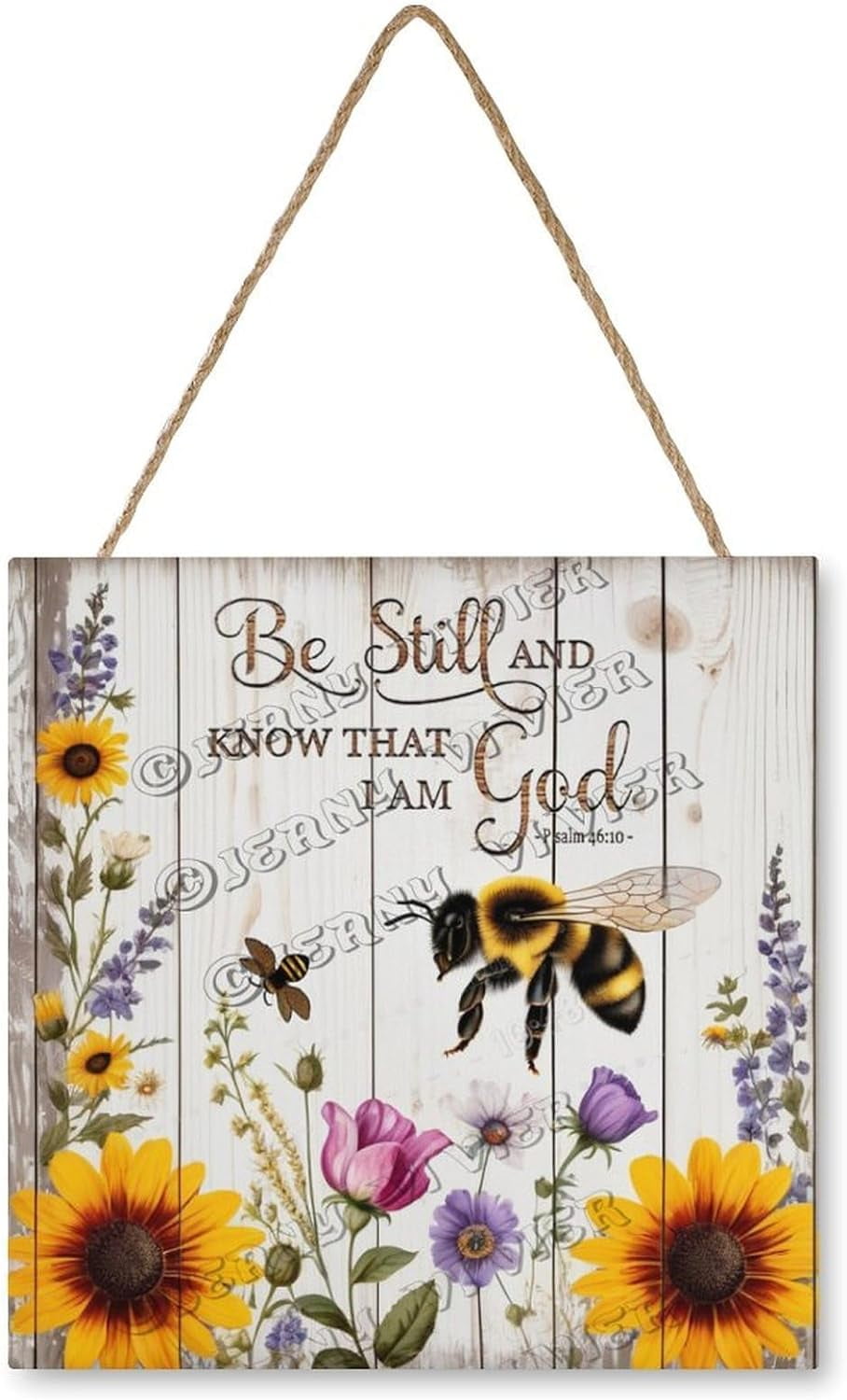 Zomyto 12x12 In Square Hanging Wood Sign Bee Be Still And Know That I ...