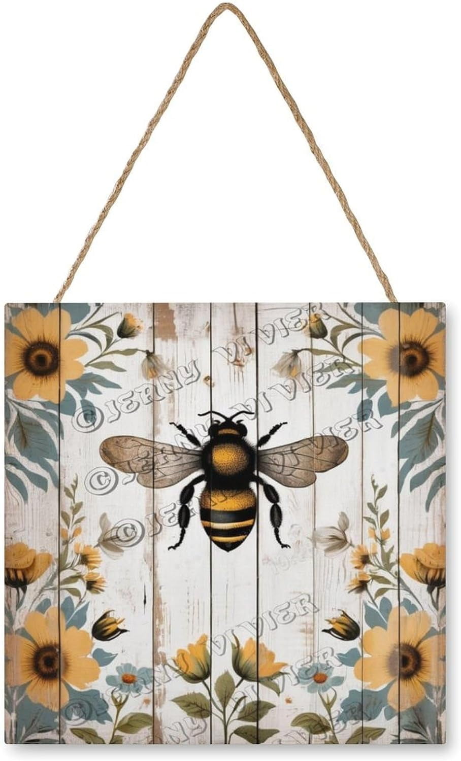 Zomyto 12x12 In Square Hanging Wood Sign Bee Theme Wall Art - Walmart.com