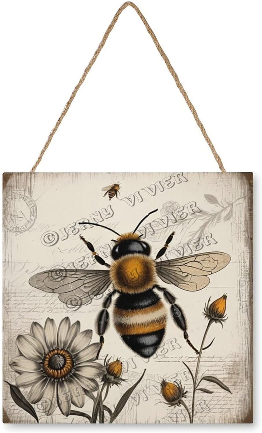 Zomyto 12x12 In Square Hanging Wood Sign Bee Theme Wooden Wall Decor ...