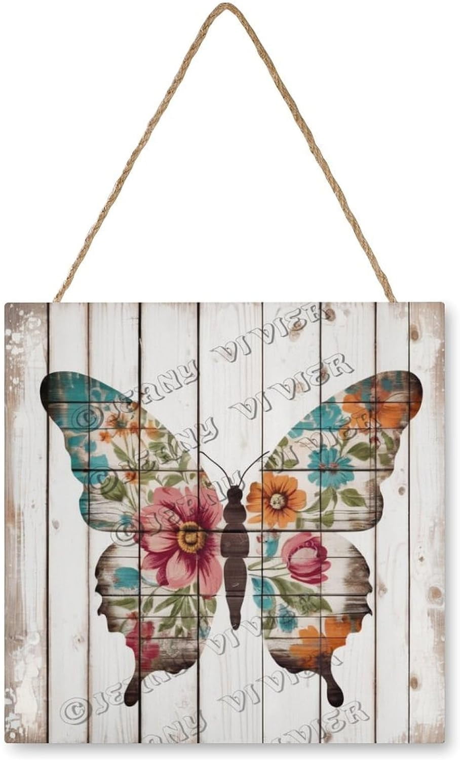 Zomyto 12x12 In Square Hanging Wood Sign Butterfly Theme Wood Wall Art ...
