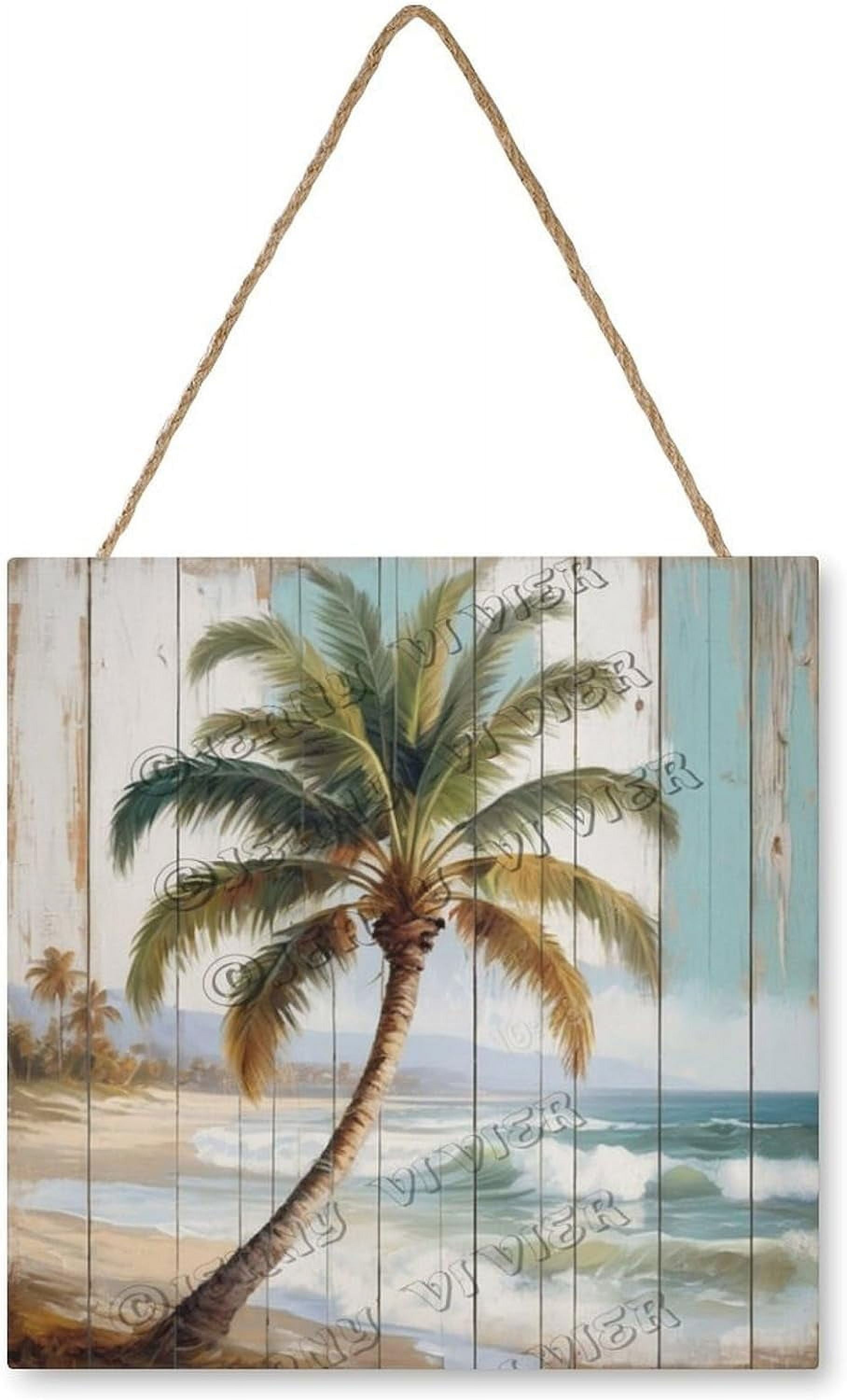 Zomyto 12x12 In Square Hanging Wood Sign Palm Tree Wooden Hanging Sign ...