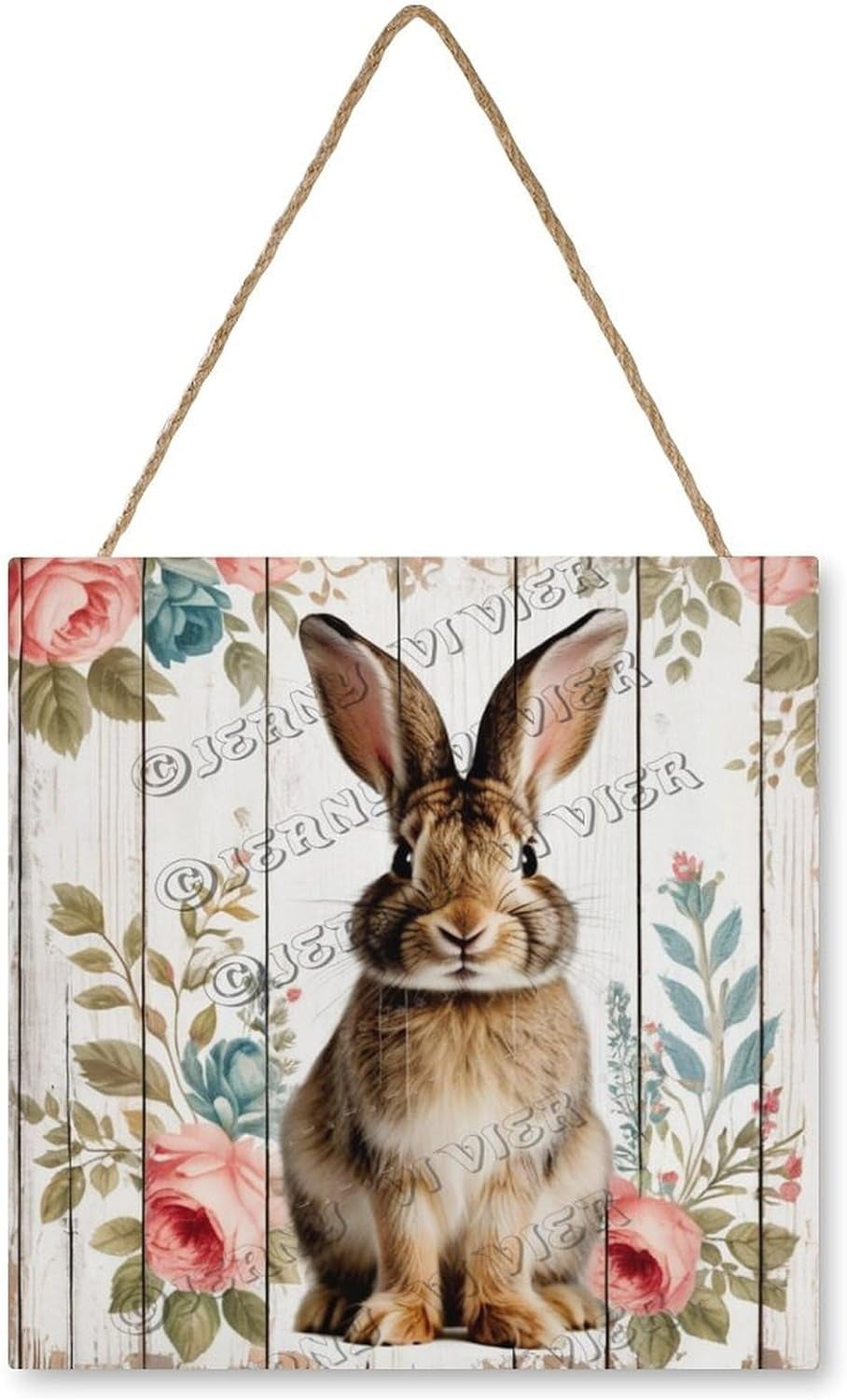 Zomyto 12x12 In Square Hanging Wood Sign Rabbit Wooden Sign - Walmart.com
