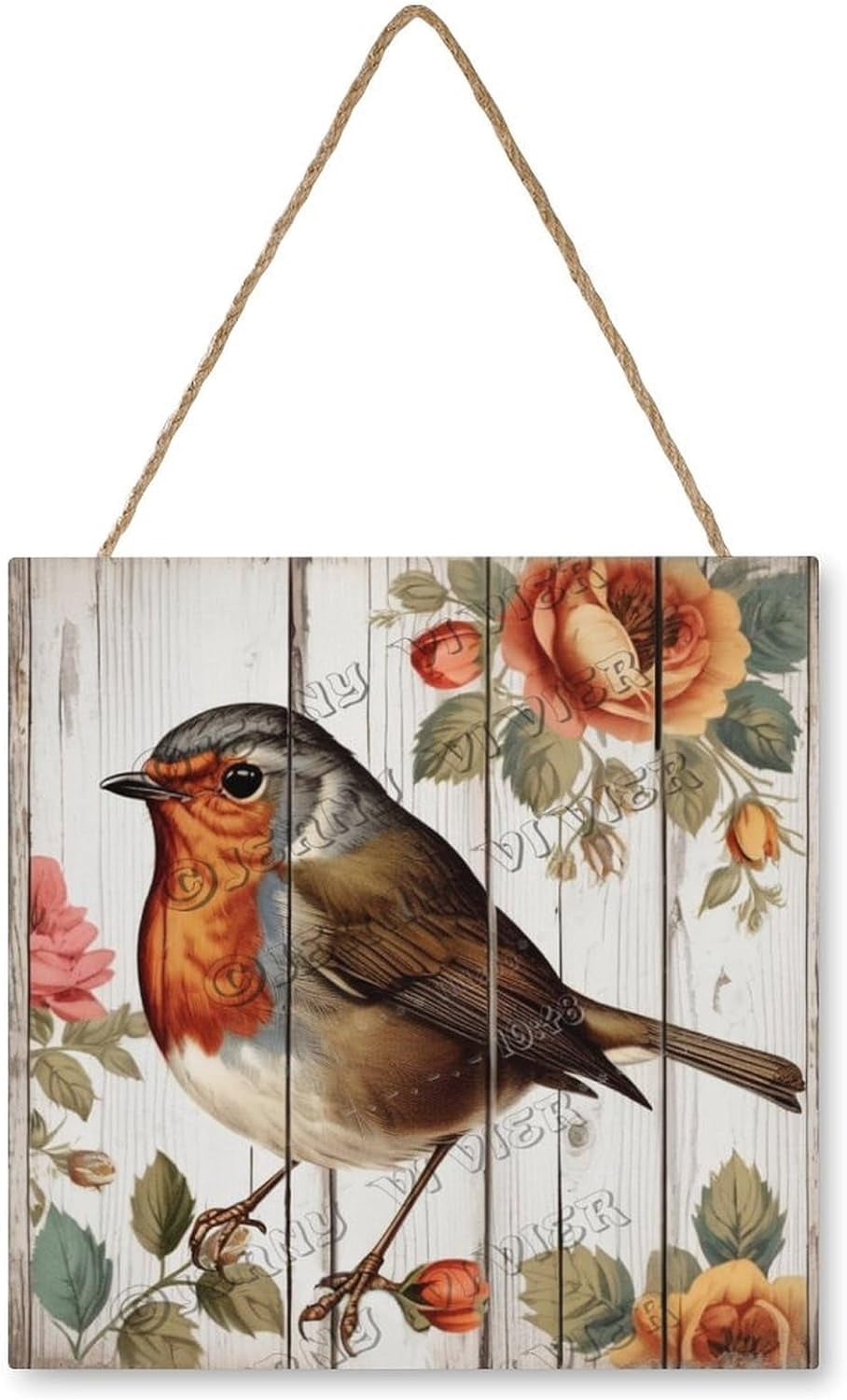Zomyto 12x12 In Square Hanging Wood Sign Robin Theme Wood Decor Wall ...