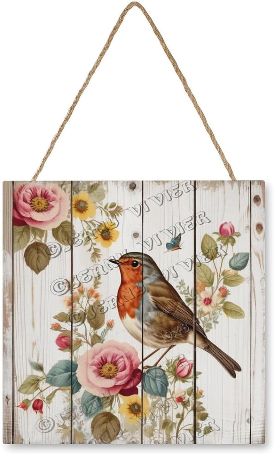 Zomyto 12x12 In Square Hanging Wood Sign Robin Theme Wooden Hanging ...