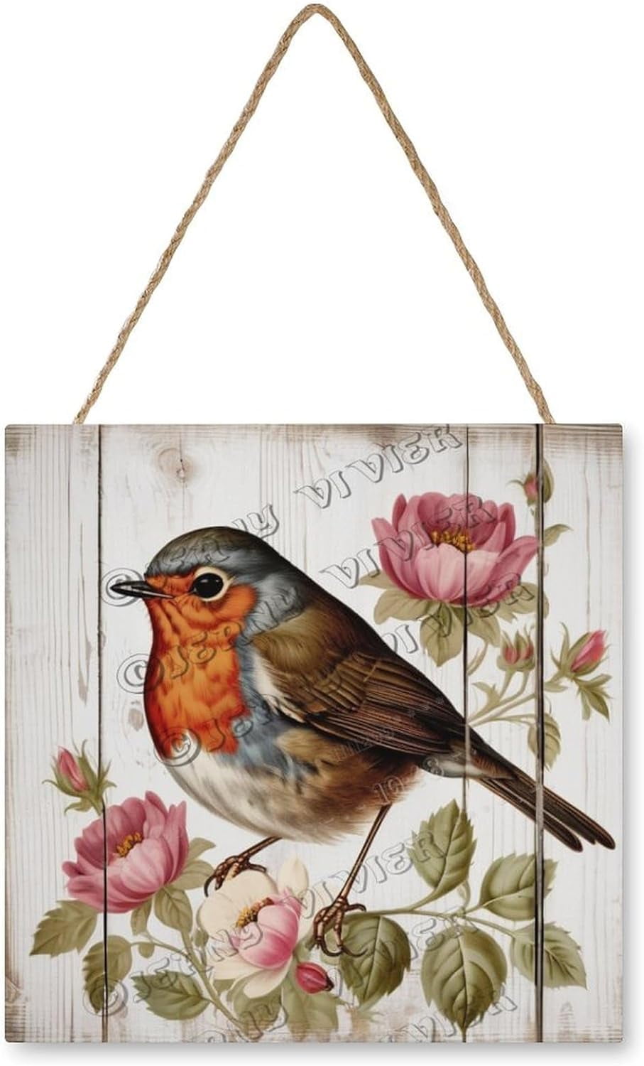Zomyto 12x12 In Square Hanging Wood Sign Robin Theme Wooden Sign ...