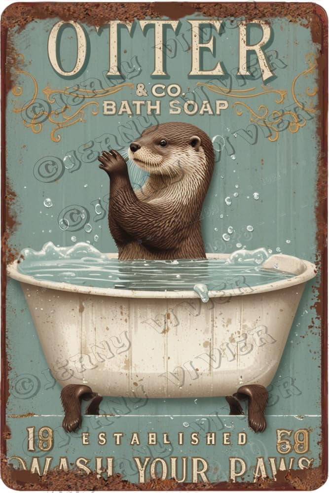 Zomyto 12x8 Inches Vintage Aluminum Sign - Otter Wash Your Paws ...