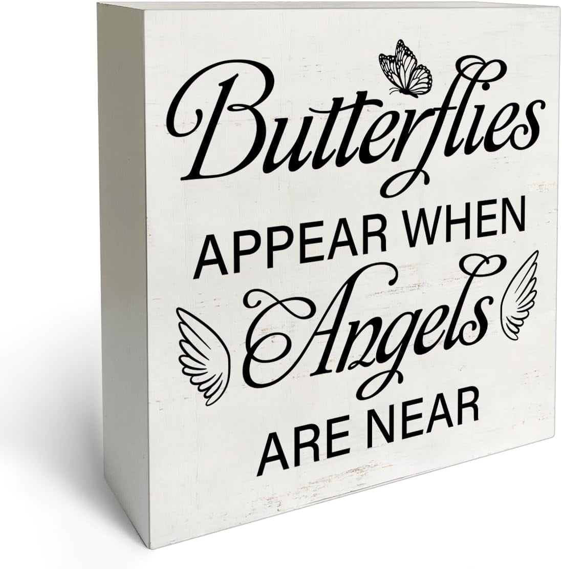 Zomyto 5"x5" Butterflies Appear When Angels Are Near Box Sign Wood Desk ...