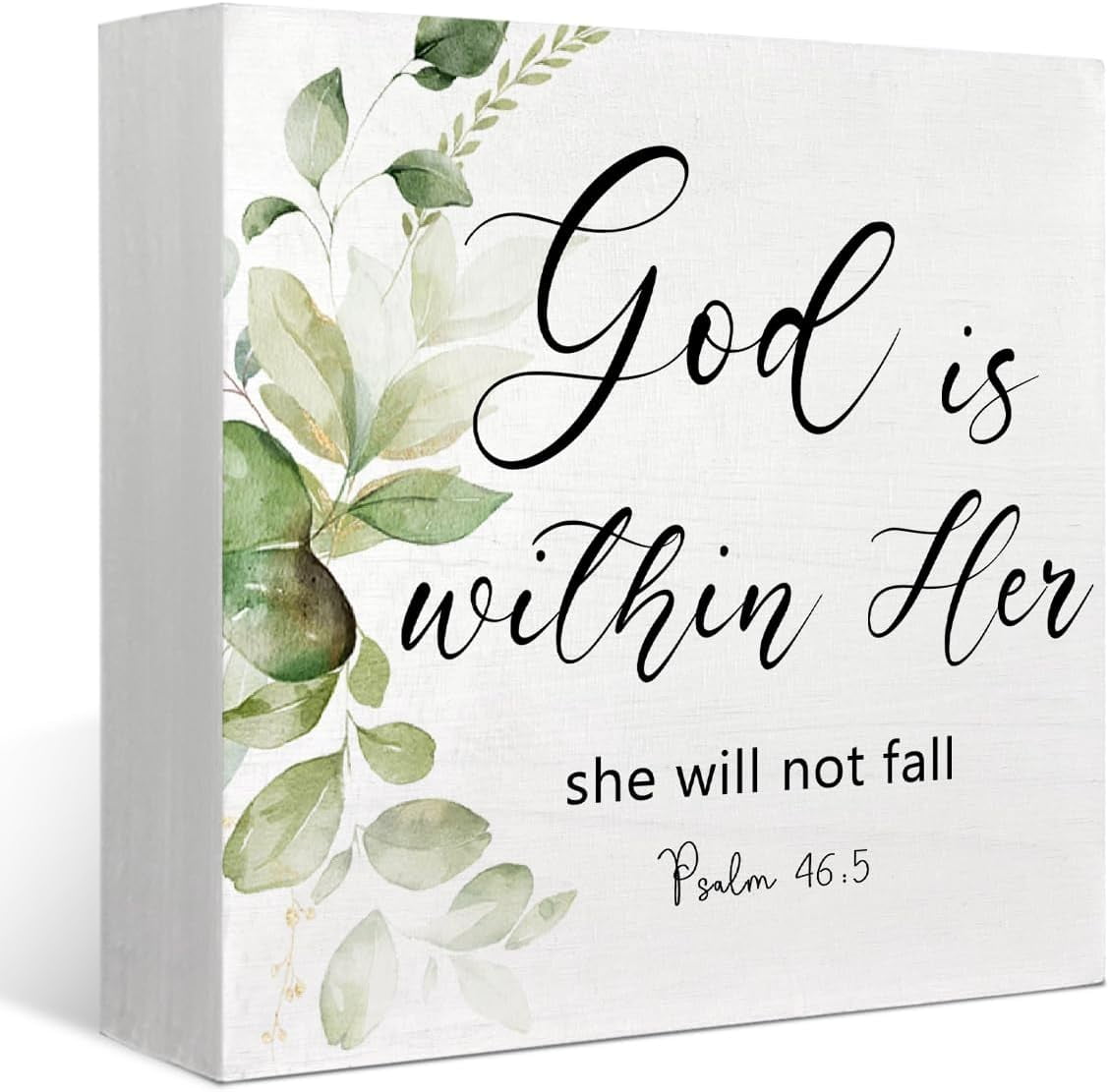 Zomyto 5"x5" Christian Decor,God is within Her Bible Verse Wood Box ...