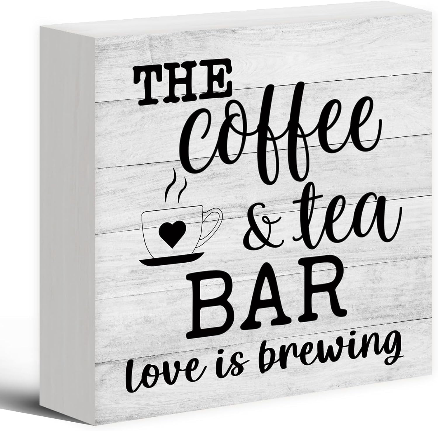 Zomyto 5"x5" Coffee And Tea Bar Sign Wood Box Desk Decor, Coffee Bar ...