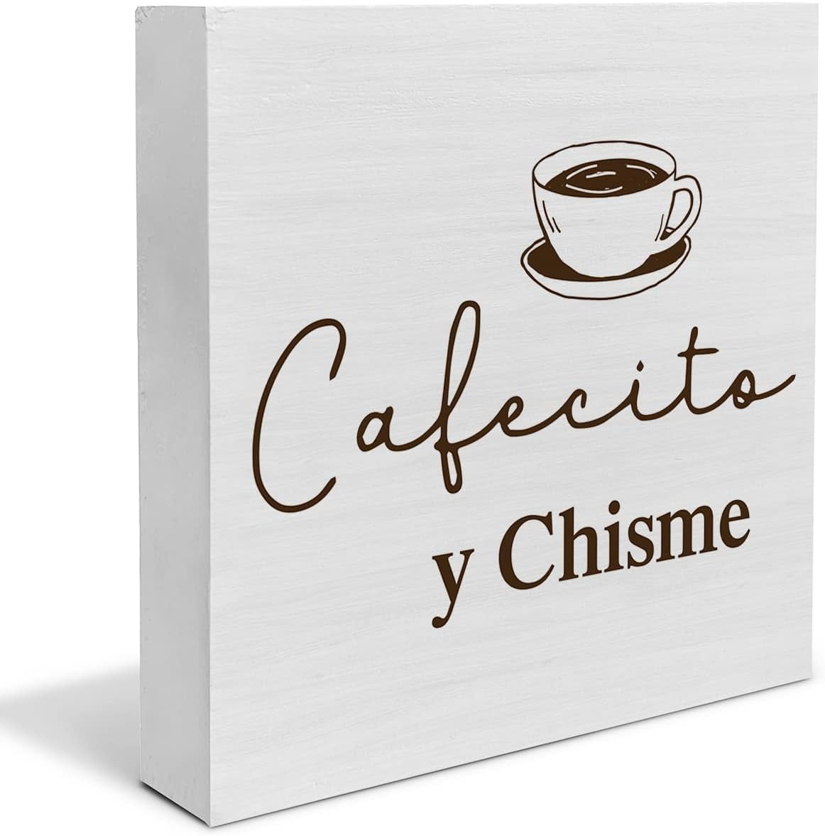 Zomyto 5"x5" Country Cafecito Y Chisme Wood Box Sign Decor Desk Sign ...
