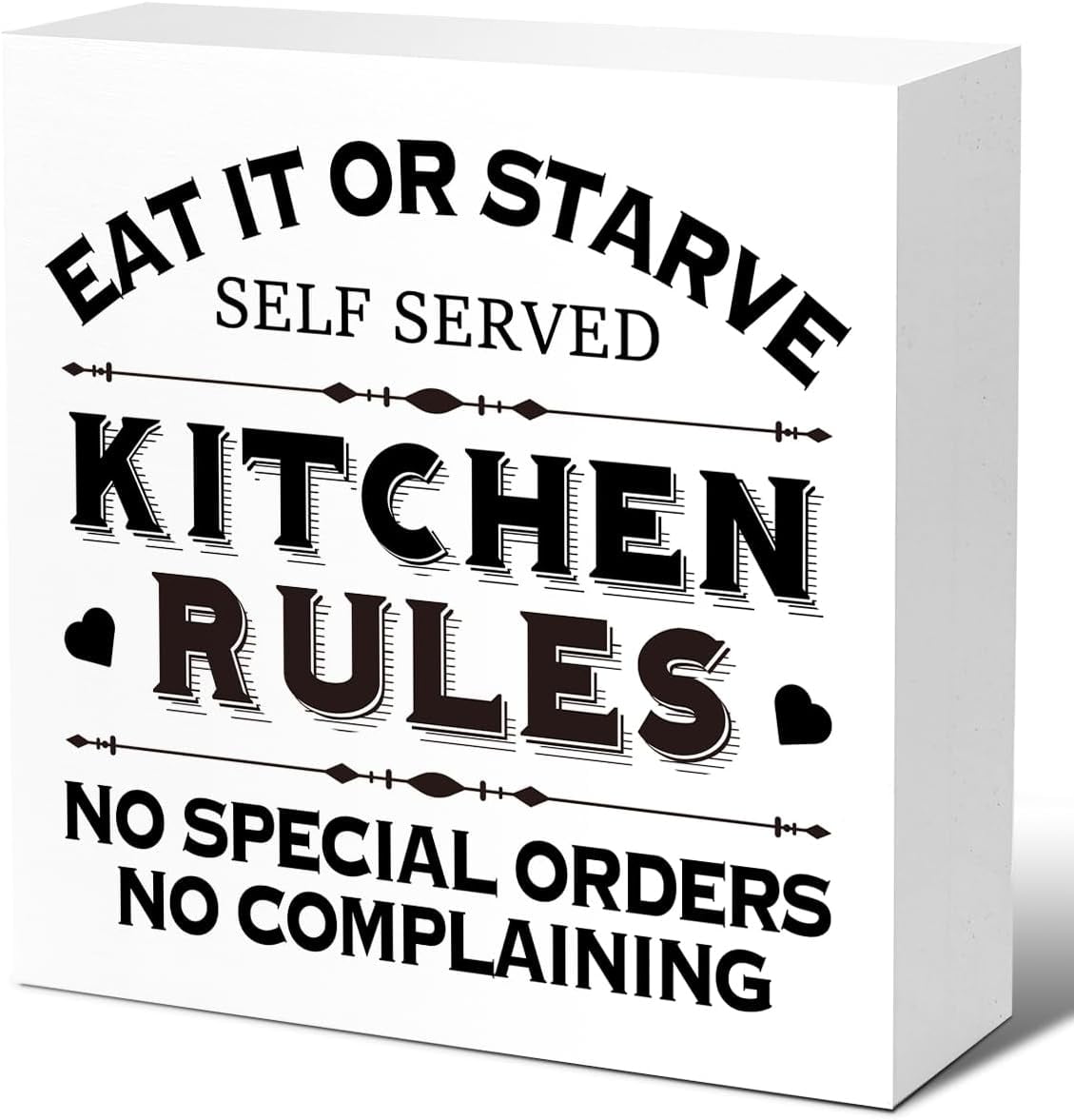 Zomyto 5"x5" Country Kitchen Rules Wood Box Sign, Eat It or Starve ...
