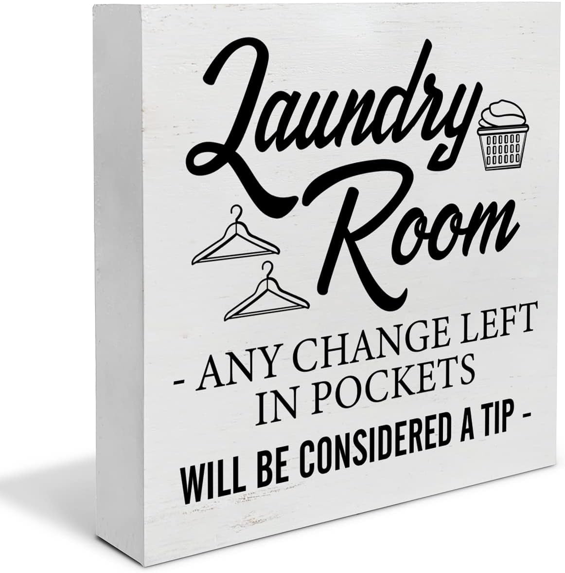 Zomyto 5"x5" Country Laundry Room Wood Box Sign Decor Desk Sign Change ...