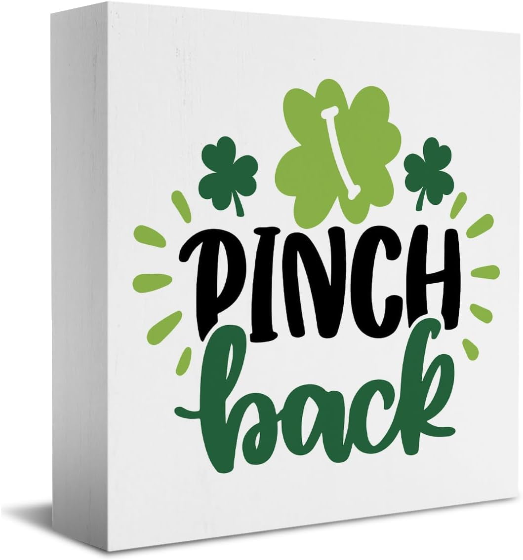 Zomyto 5"x5" Farmhouse Spring Lucky Wooden Box Sign Funny March Desk ...