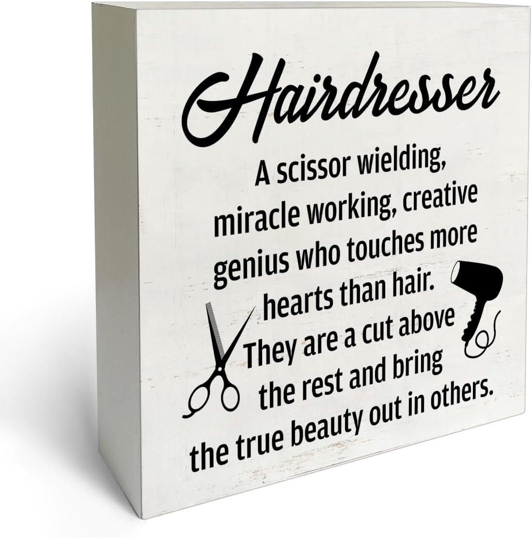 Zomyto 5"x5" Farmhouse Style Hairdresser Box Sign Wood Desk Sign Decor ...