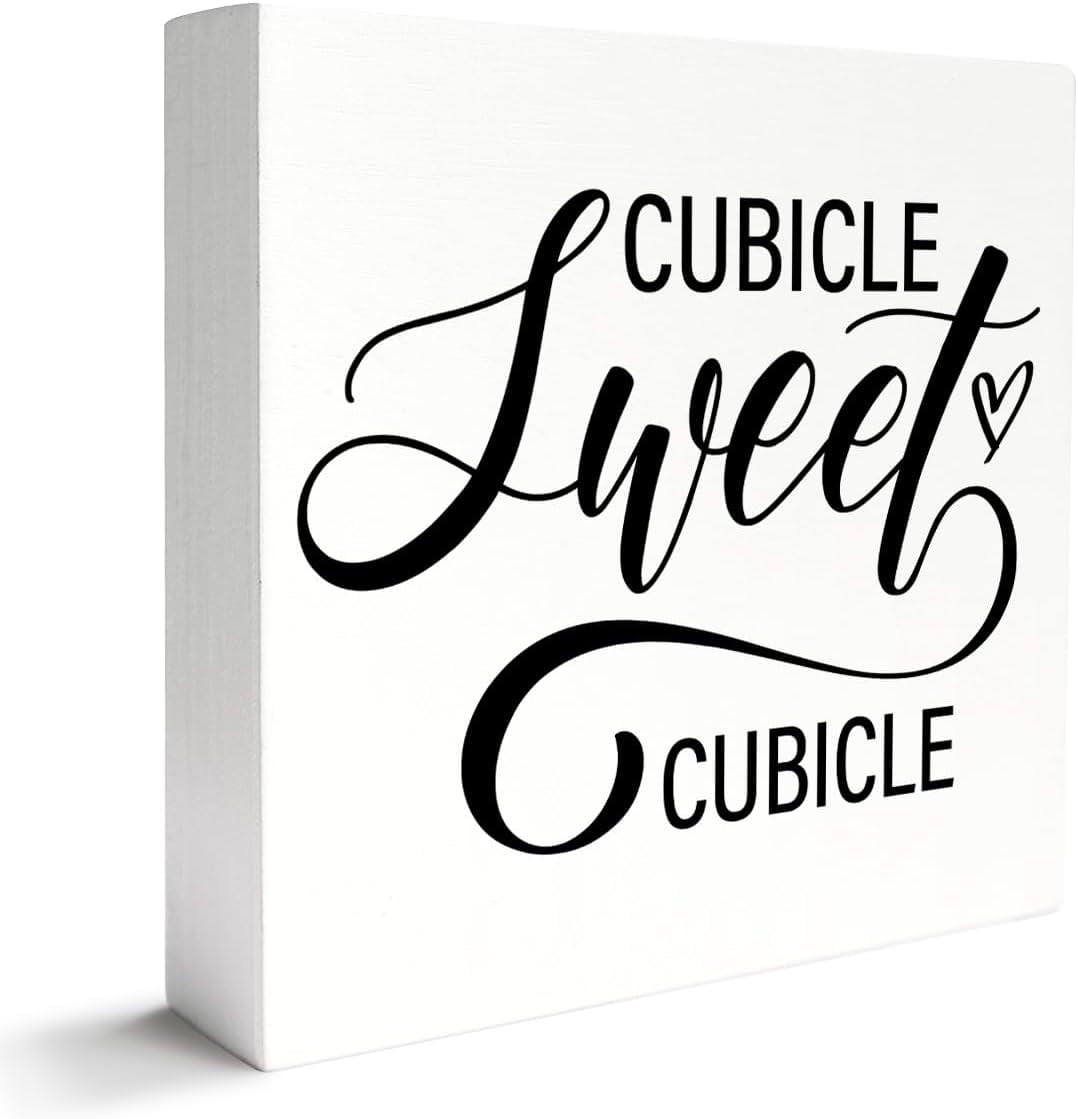 Zomyto 5"x5" Funny Office Decor Wooden Box Sign for Work Women Men ...