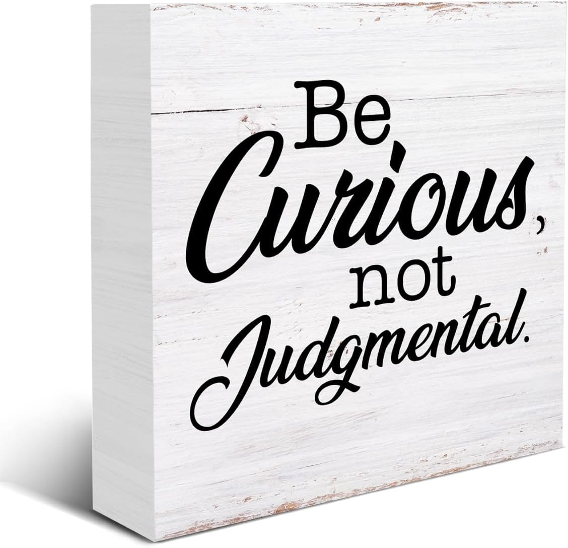 Zomyto 5x5 IN Inspirational Quote Wooden Box Sign Be Curious Not ...