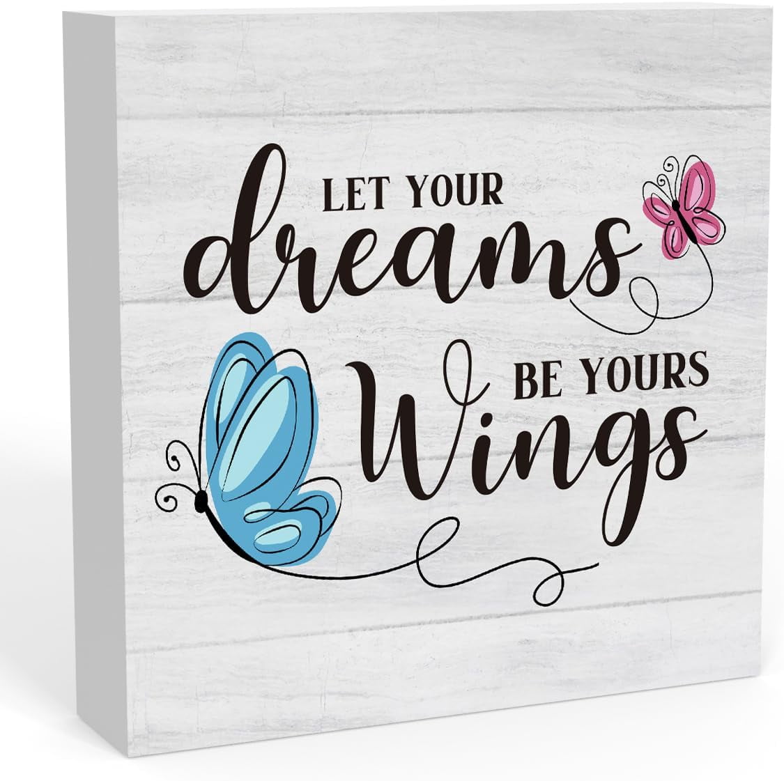 Zomyto 5"x5" Inspirational Quote Wooden Box Sign Office Desk Decor Motivational Let Your Dreams ...