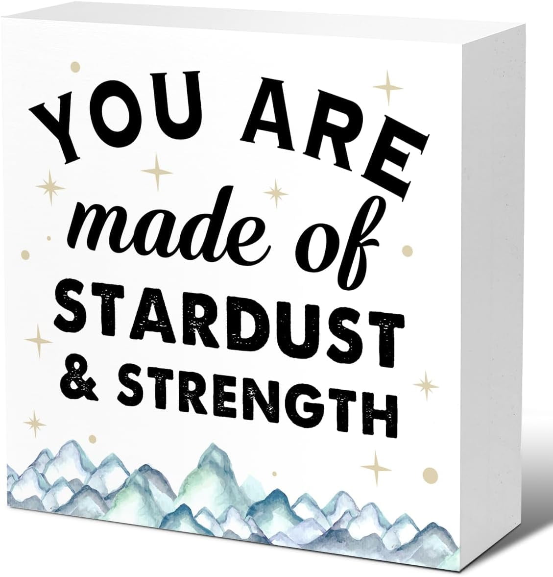 Zomyto 5"x5" Inspirational Wood Block Signs,You are Made of Stardust & Strength Quote Wooden Box ...