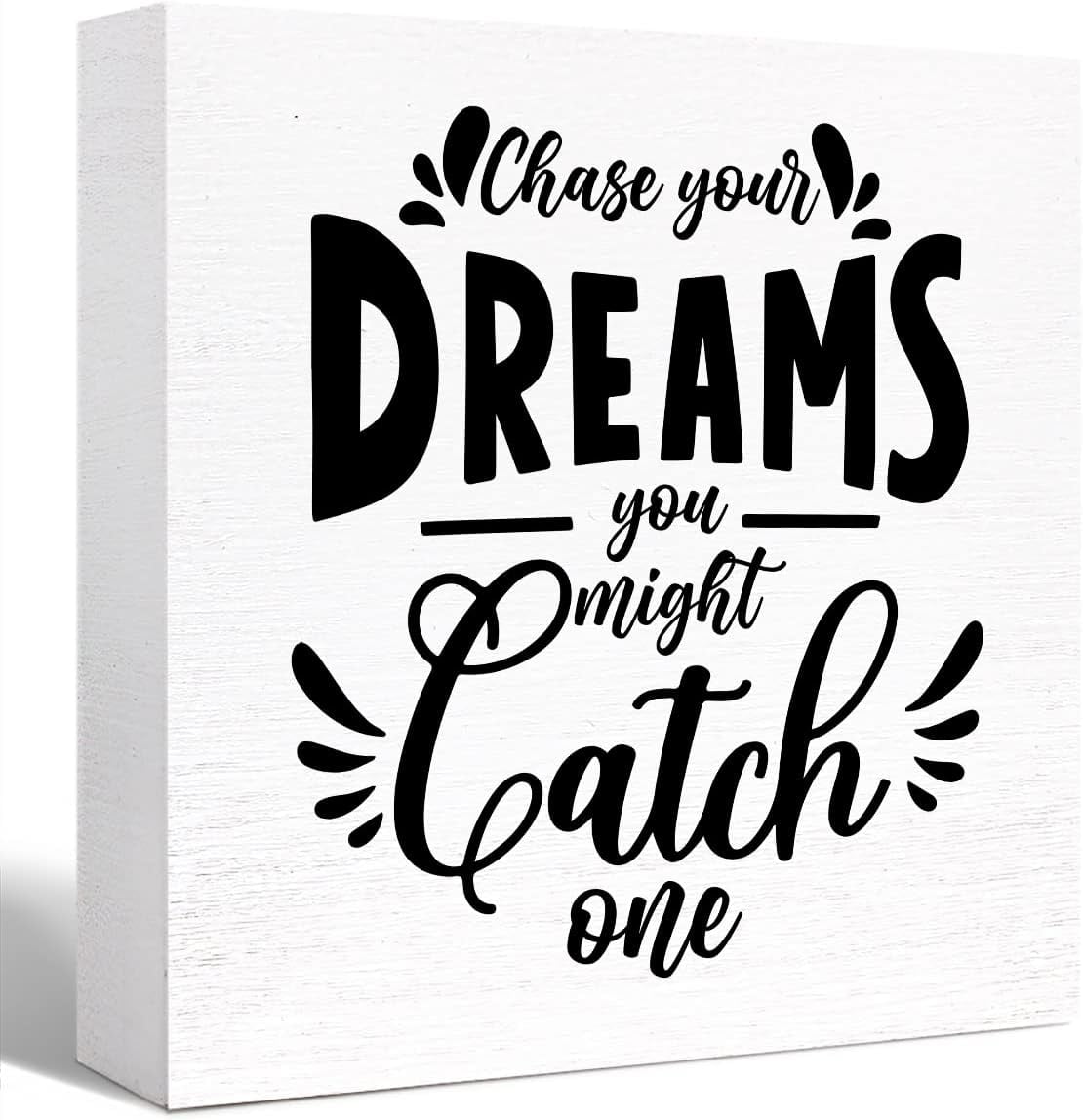 Zomyto 5"x5" Inspirational Wood Box Sign Chase Your Dreams You Might ...