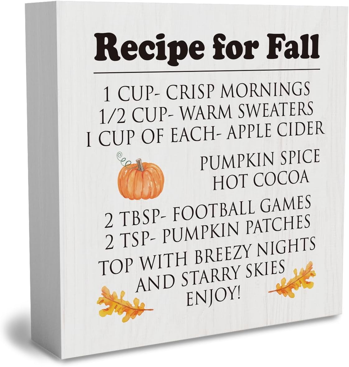 Zomyto 5"x5" Rustic Autumn Wood Box Sign,Farm house Recipe for Fall ...