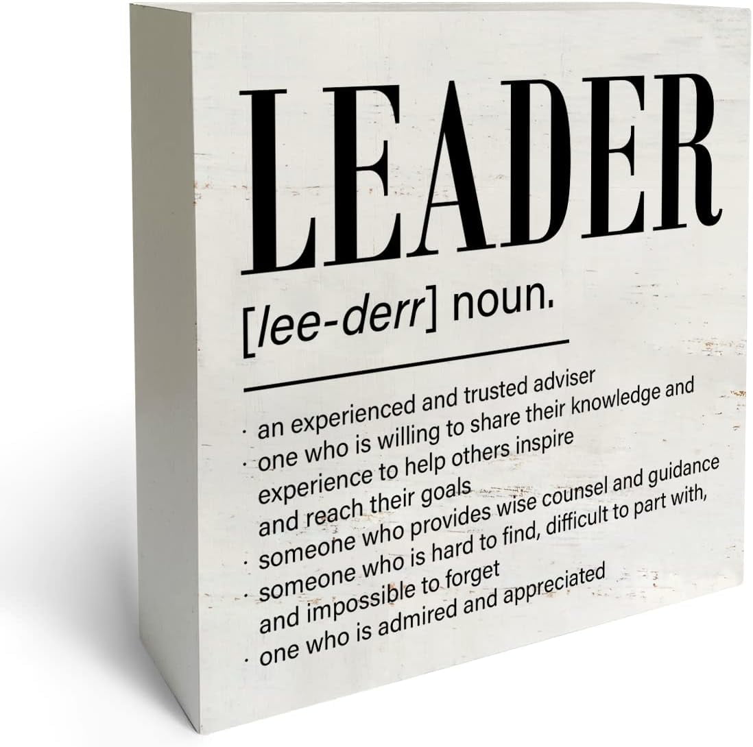 Zomyto 5"x5" Rustic Farmhouse Style Leader Definition Box Sign Wood ...