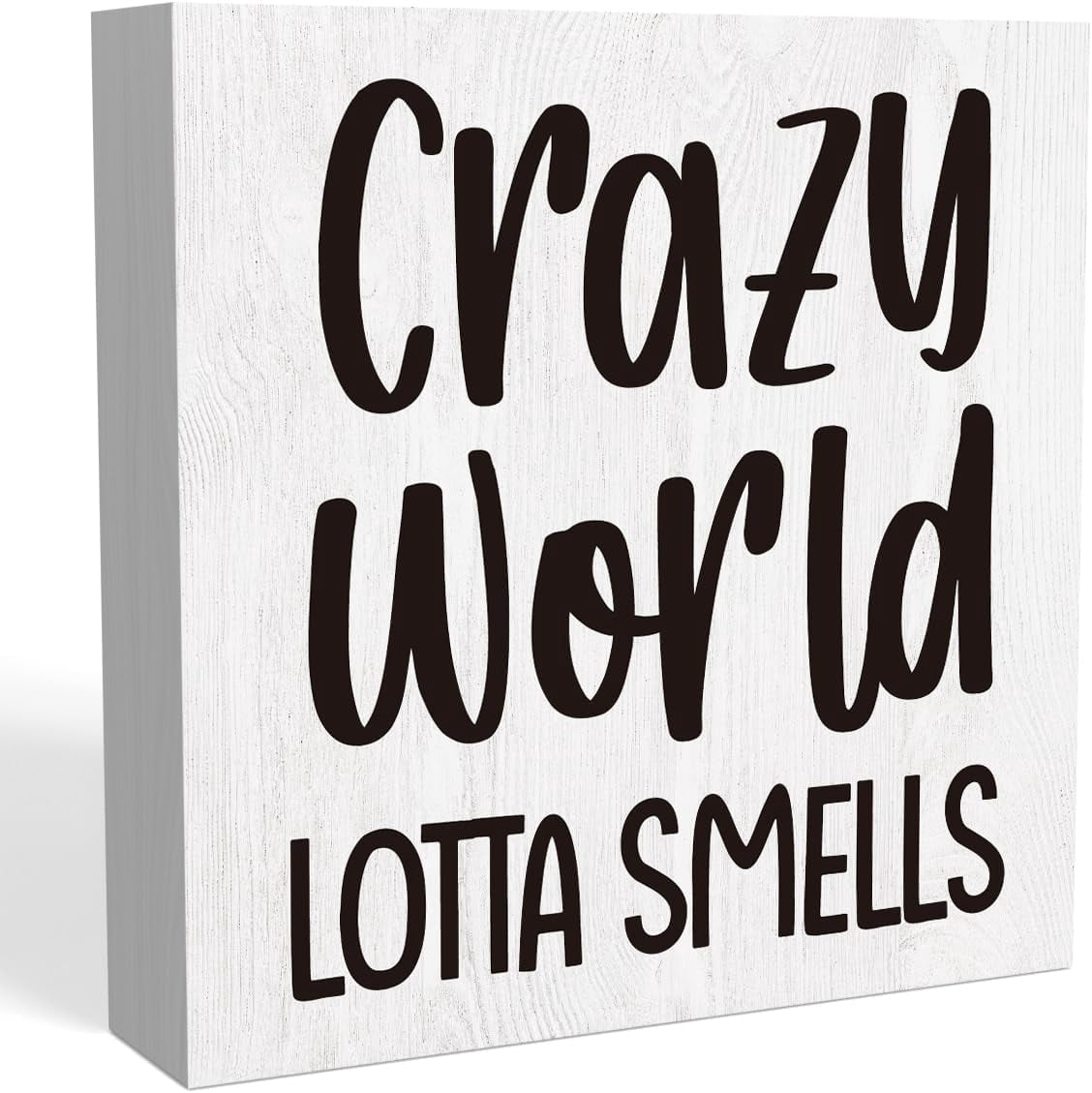 Zomyto 5"x5" Rustic Funny Farmhouse Bathroom Toilet Decor Crazy World ...