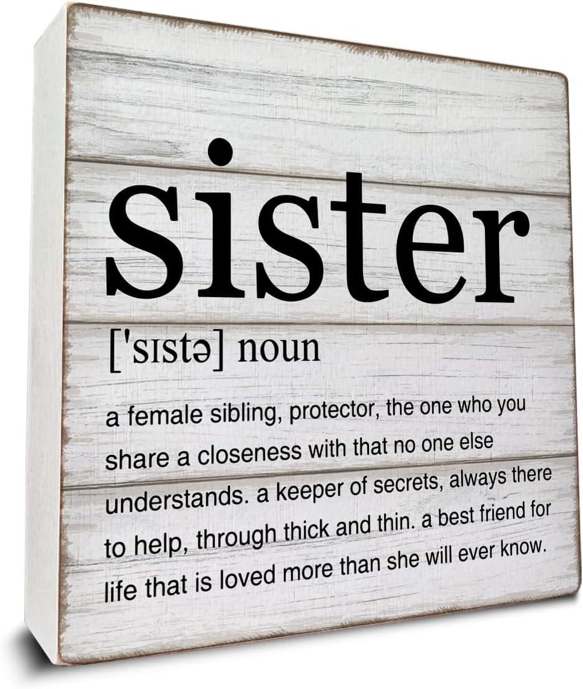 Zomyto 5"x5" Sister Gifts Sister Definition Wooden Box Sign Sister ...