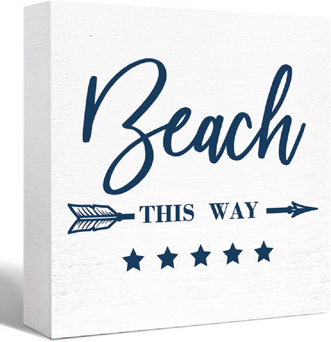 Zomyto 5"x5" Summer Beach Theme Wood Box Sign Beach This Way Wooden ...