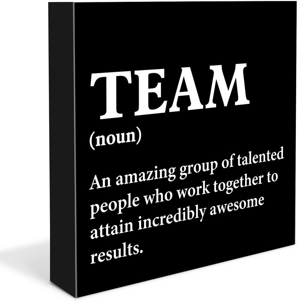 Zomyto 5"x5" Team Definition Wooden Box Sign Office Team Quote Desk ...