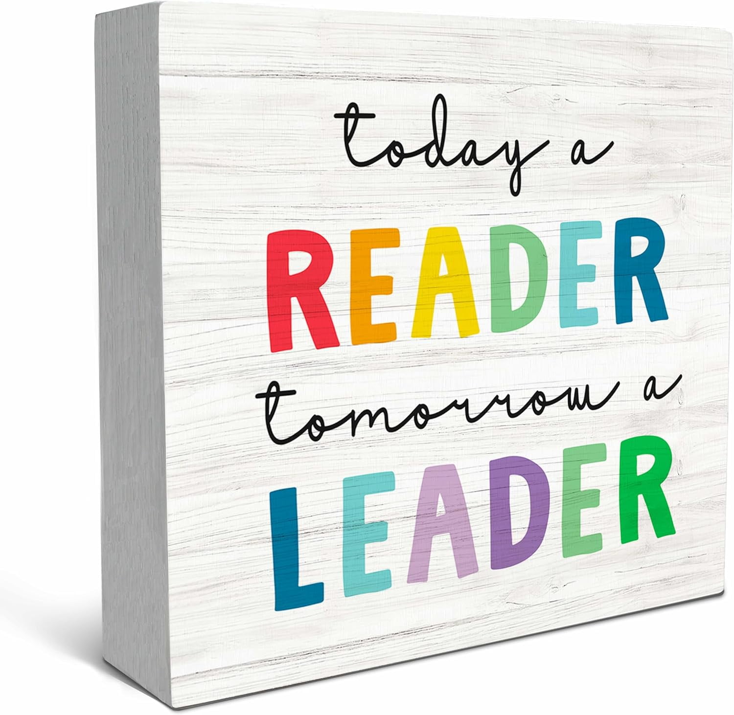 Zomyto 5"x5" Today A Reader Tomorrow A Leader Wood Box Sign Desk Decor ...