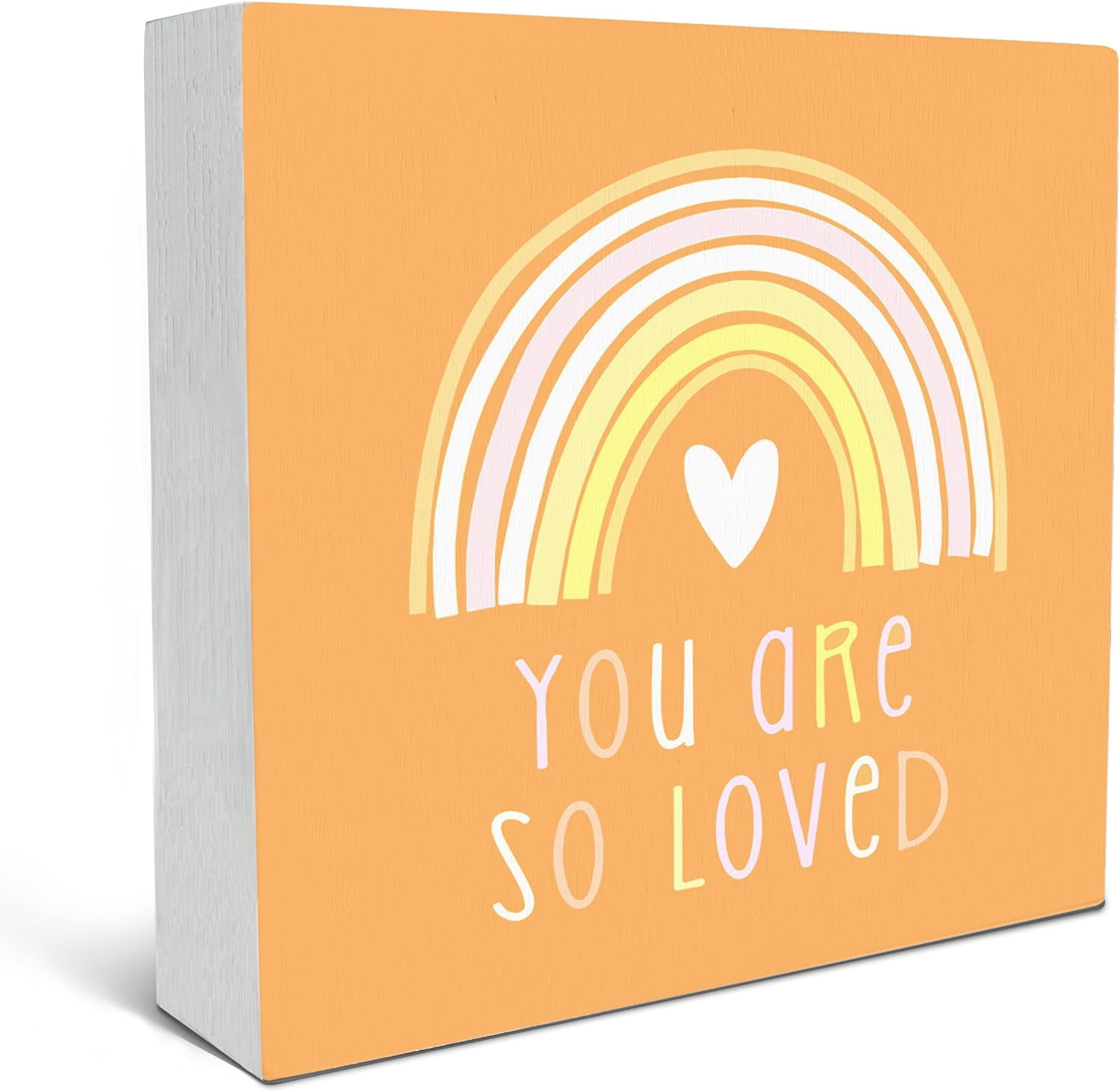 Zomyto 5"x5" You Are So Loved Rainbow Heart Wood Box Sign Desk Decor ...