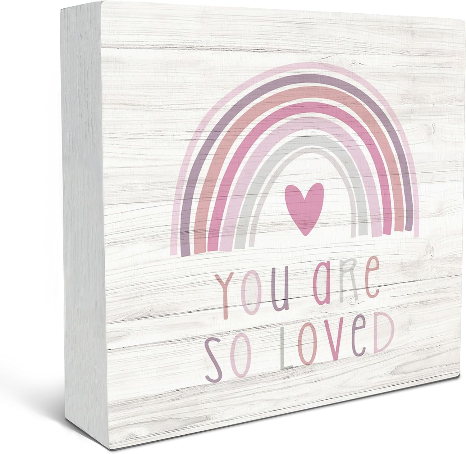 Zomyto 5"x5" You Are So Loved Rainbow Heart Wood Box Sign Desk Decor ...
