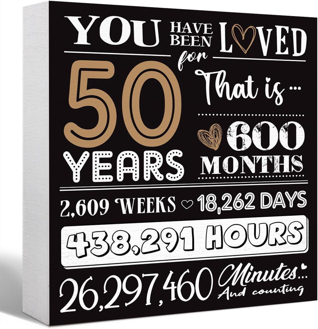 Zomyto 5"x5" You Have Been Loved for 50 Years Wooden Block Sign,50th ...