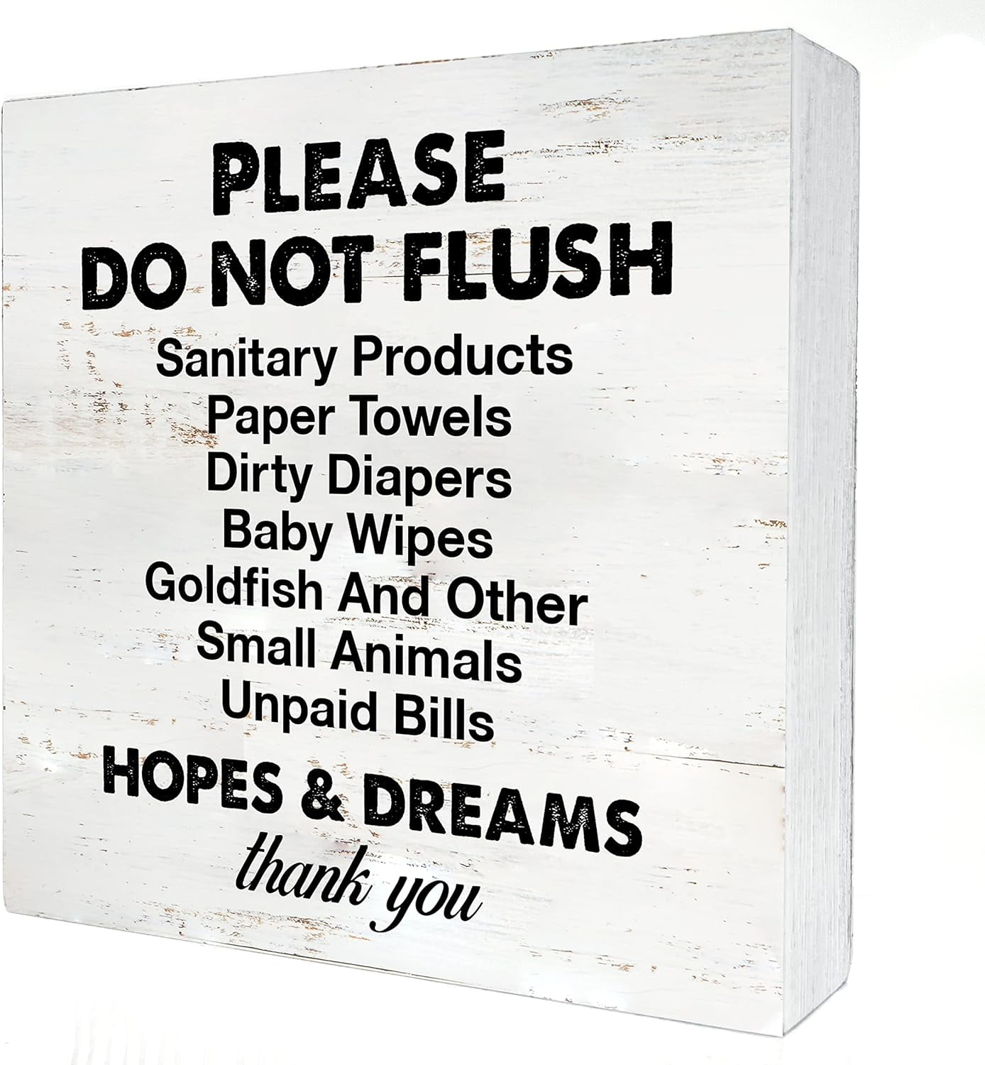 Zomyto 5x5 IN Funny Bathroom Wooden Box Sign Desk Decor Please Do Not ...