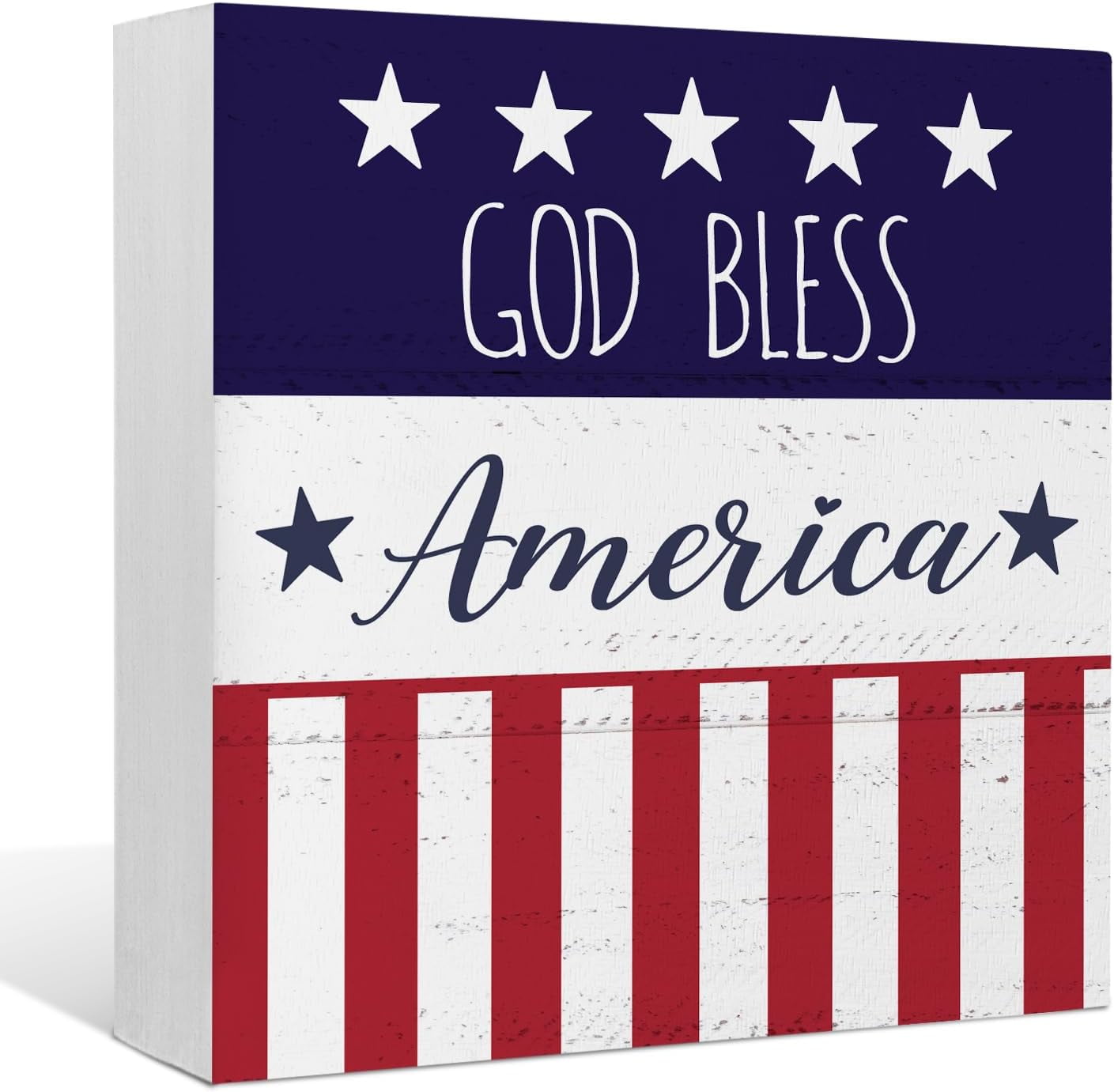 Zomyto 5x5 IN God Bless America Patriotic Wooden Signs,Independence Day ...