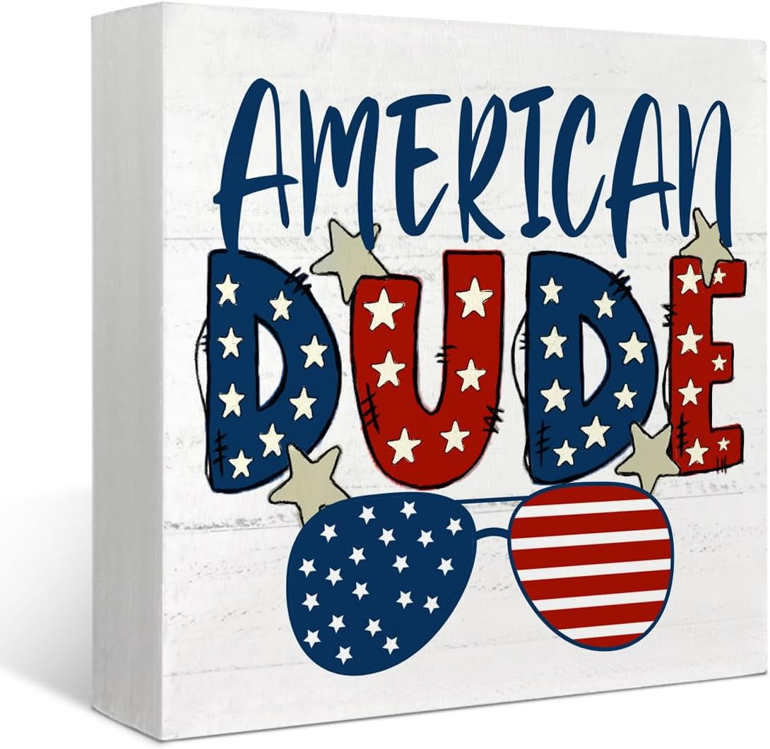 Zomyto 5x5 IN Patriotic Decorations,4th of July Decorations Wooden Box ...