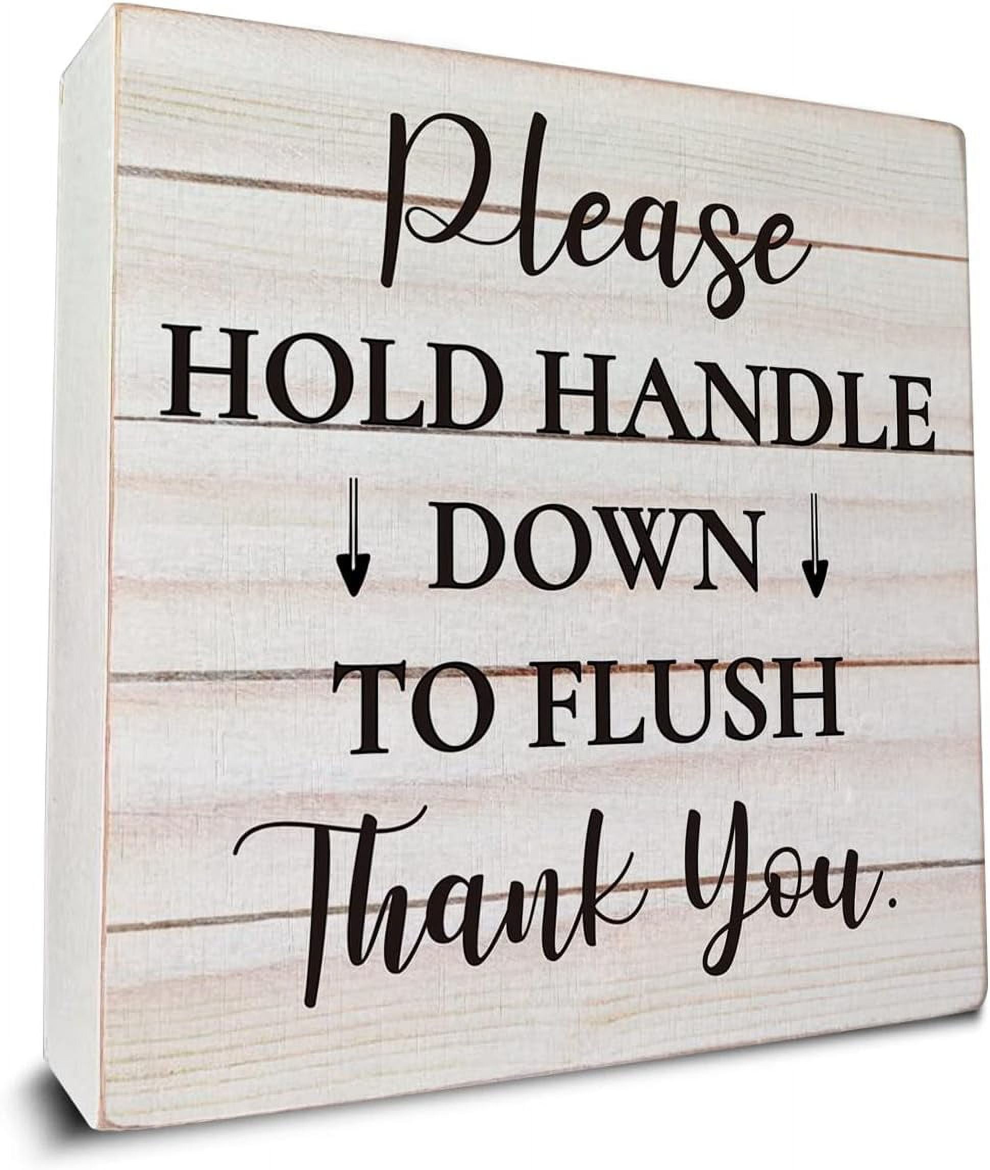 Zomyto 5x5 IN Please Hold Handle Down to Flush Wooden Box Sign Desk ...