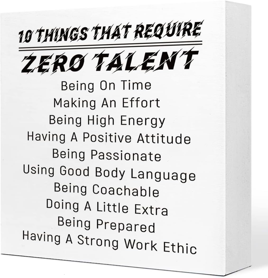 Zomyto 5x5 In 10 Things That Require Zero Talent Wooden Box Sign,Inspirational Wood Block Sign ...
